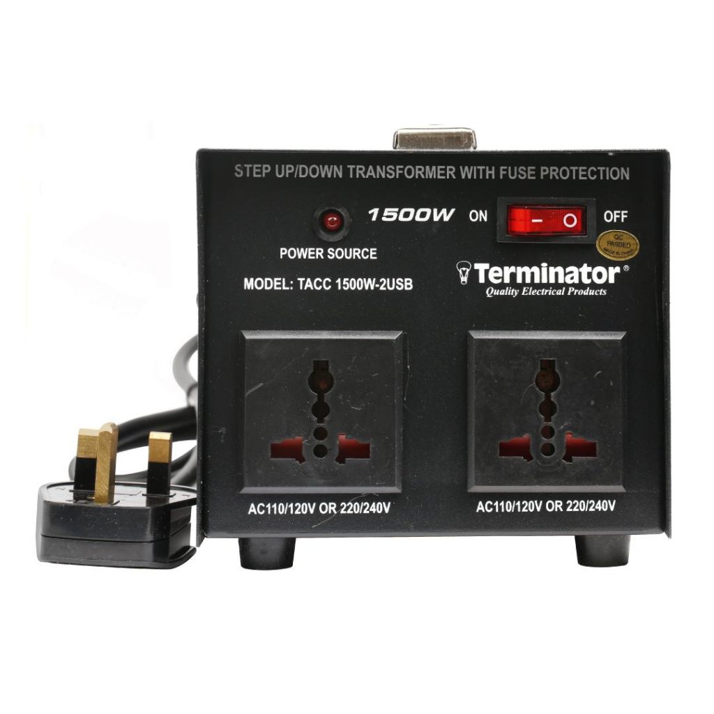 Converter 1500W-2USB - Terminator AC to AC Step Up/Down transformer