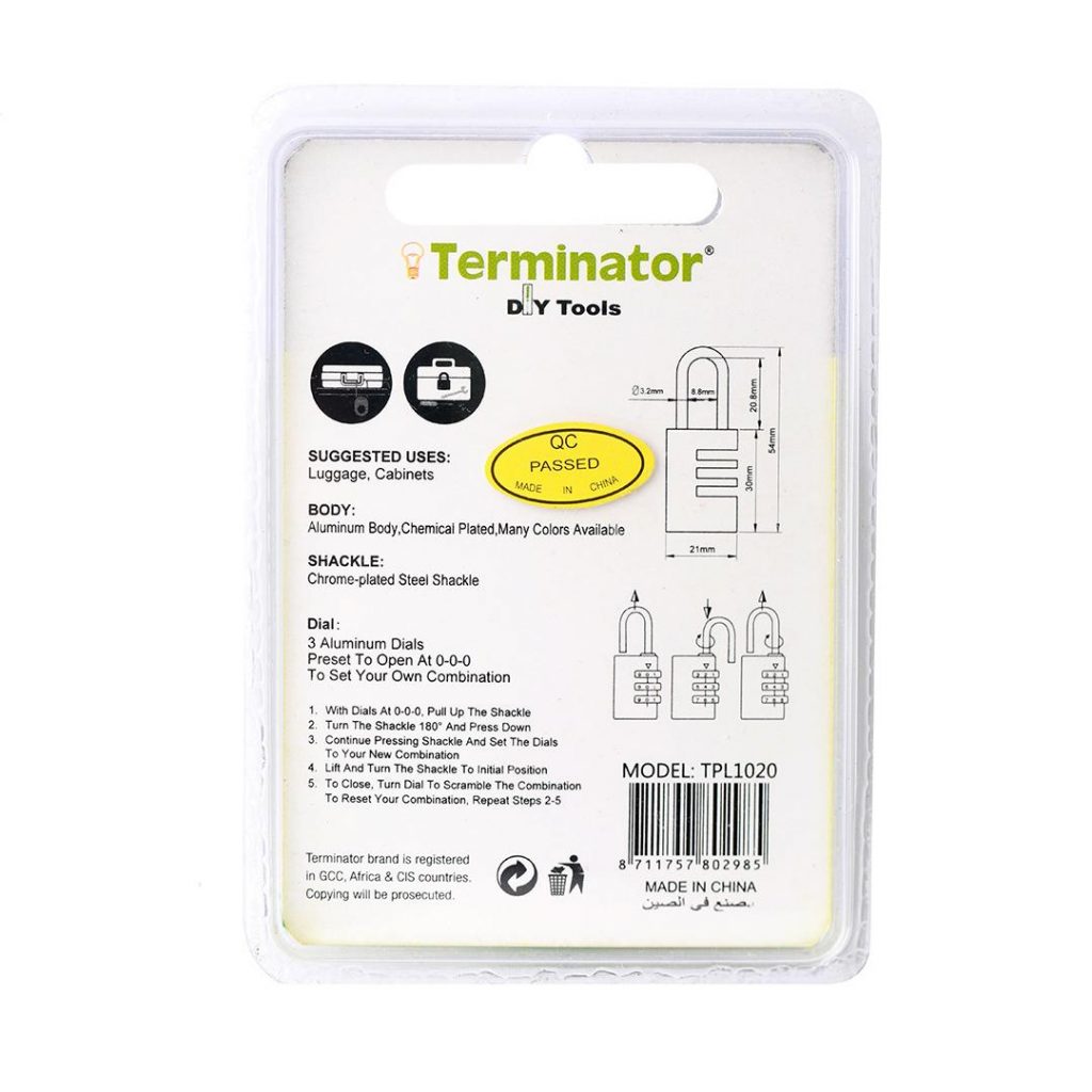 Pad Lock TPL 1020/G | Terminator Electrical Products Combination Pad Lock
