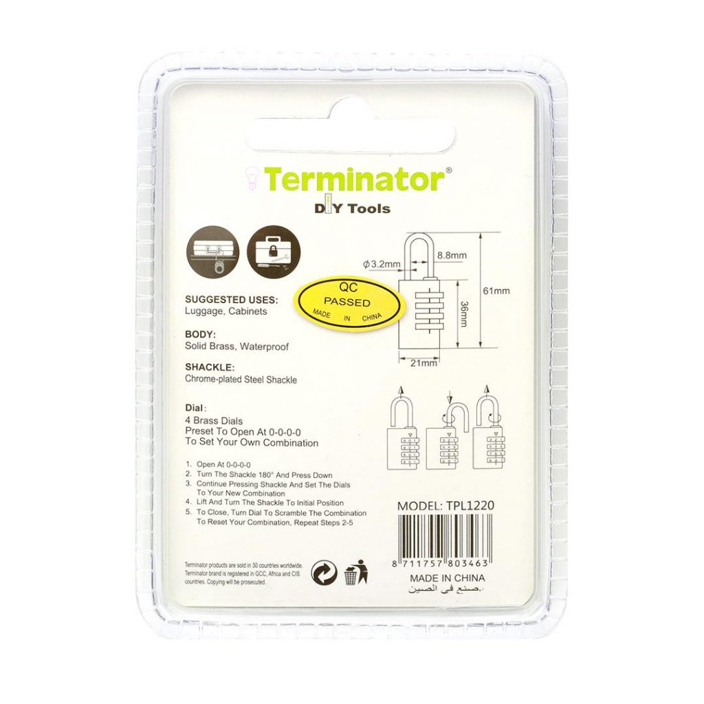 Brass Combination Pad Lock | Terminator Electrical Products Pad Lock