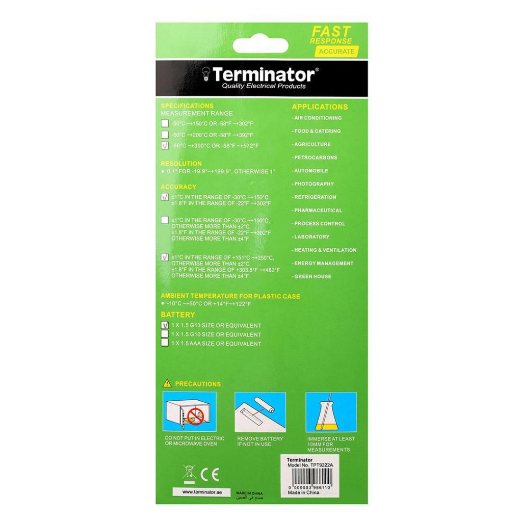Thermometer TPT 9222A | Terminator Electrical Products