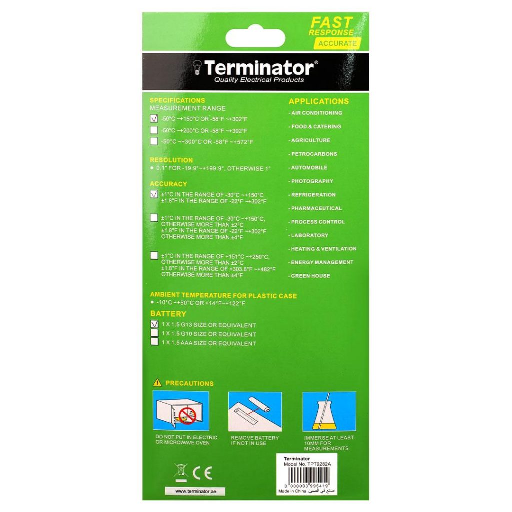 Thermometer TPT 9282A | Terminator Electrical Products