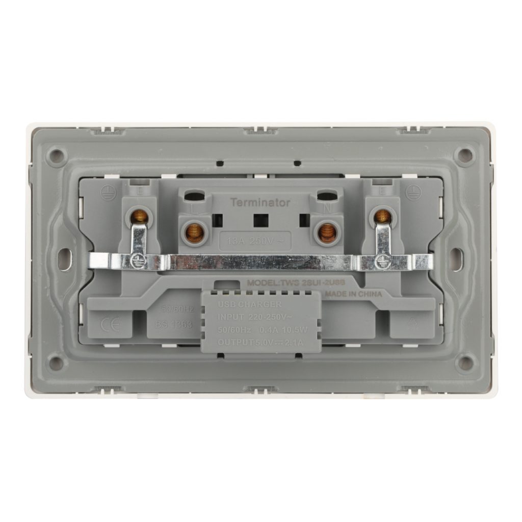 Wall Plate with 2 Universal Sockets | Terminator Electrical Products