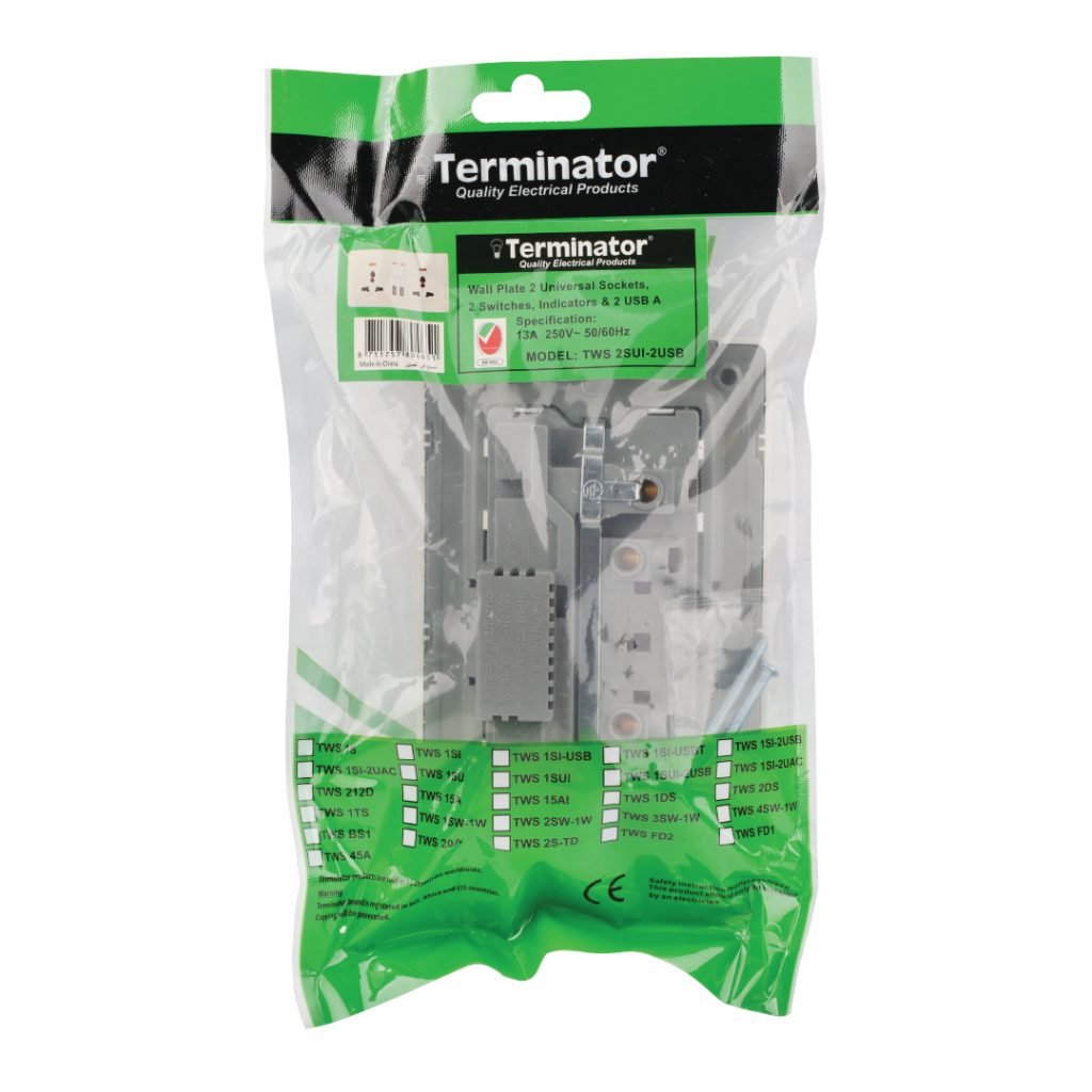 Wall Plate with 2 Universal Sockets | Terminator Electrical Products