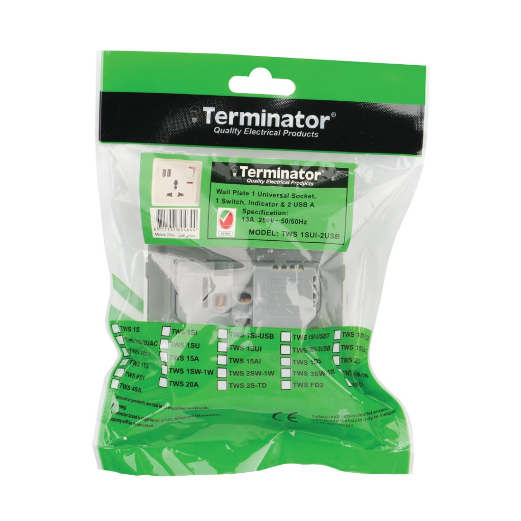 Wall Plate with One Universal Socket | Terminator Electrical Products