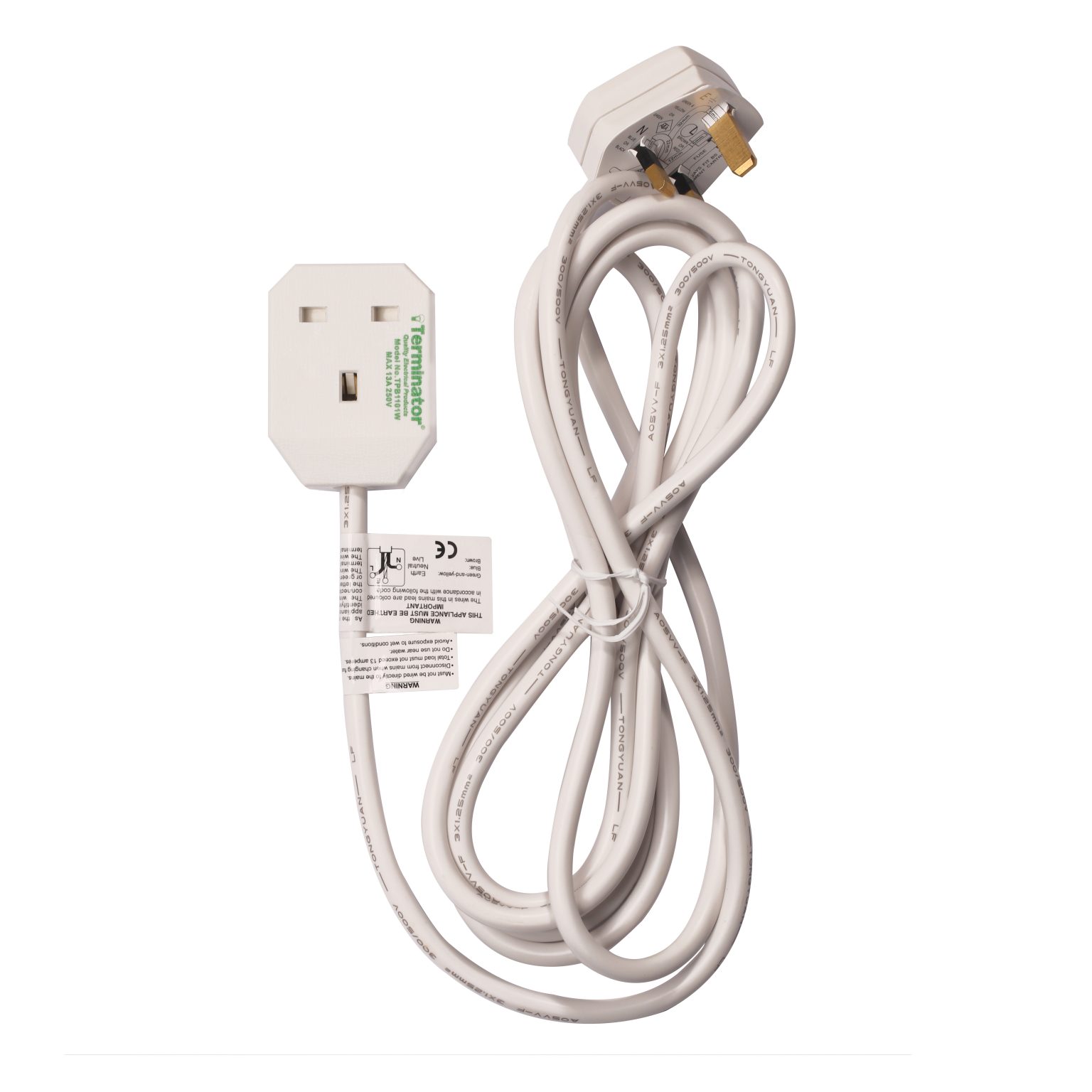 1 Way UK Power Extension Socket 2M Cable 13A