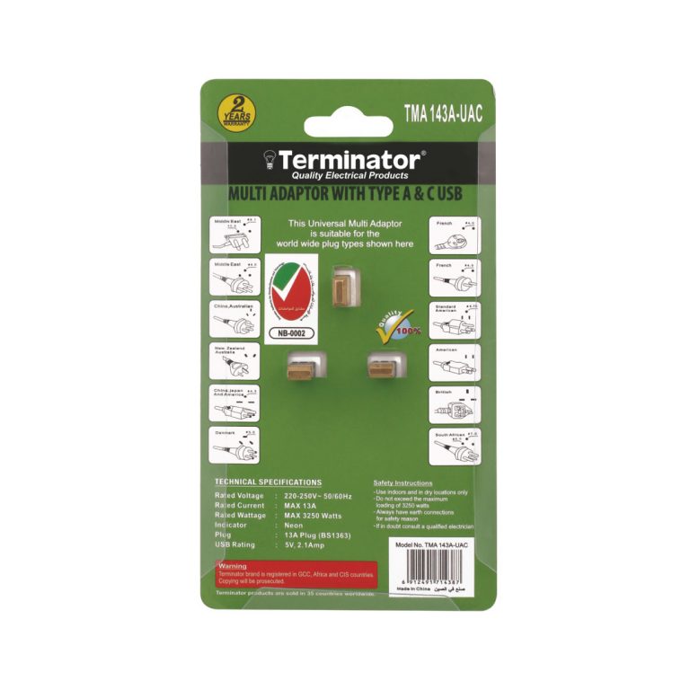 3 Way Universal Socket Multi Adaptor | Terminator Adaptors